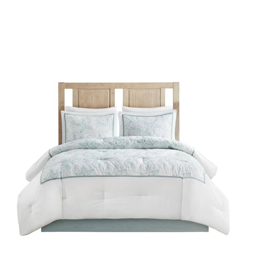 HARBOR HOUSE Maya Bay 4-Piece White Cotton Full Comforter Set HH10-1222 ...