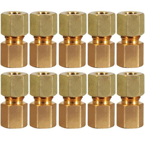 PLUMBFLEX 1/4 in. OD Compression x 3/8 In. FIP Reducing Adapter Brass ...