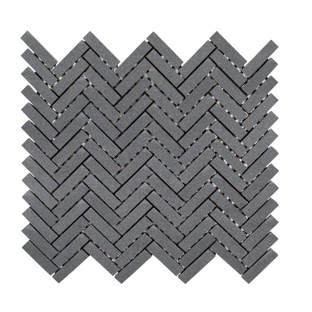 Jeffrey Court Basalt Herringbone Gray 10 in. x 10.75 in Honed Basalt ...
