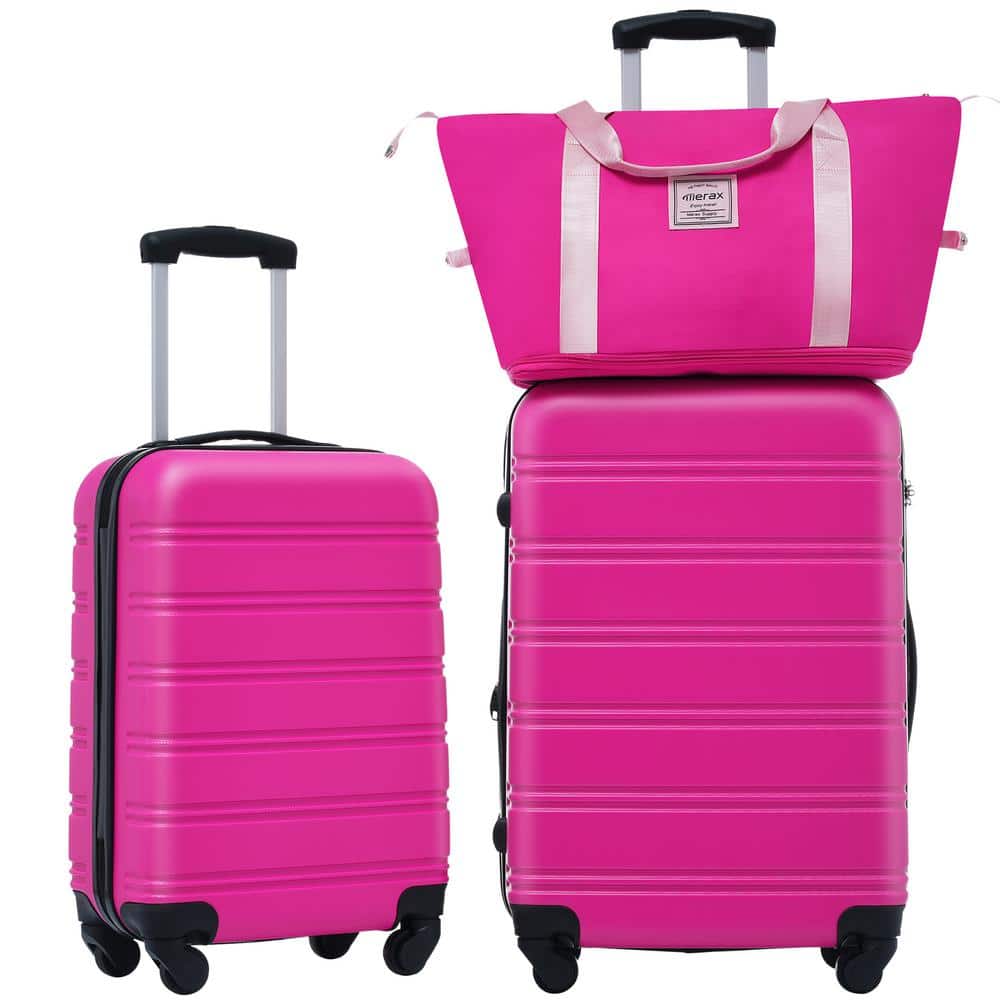 Xzkai 3-Piece Pink Spinner Wheels Luggage Set with Handbag Cai-LUG-18 ...
