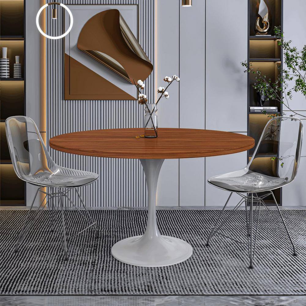 Leisuremod Verve Modern Cognac Brown Engineered Wood 48 in. Tabletop ...