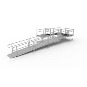 EZ-ACCESS PATHWAY 28 ft. U-Shaped Aluminum Wheelchair Ramp Kit with ...