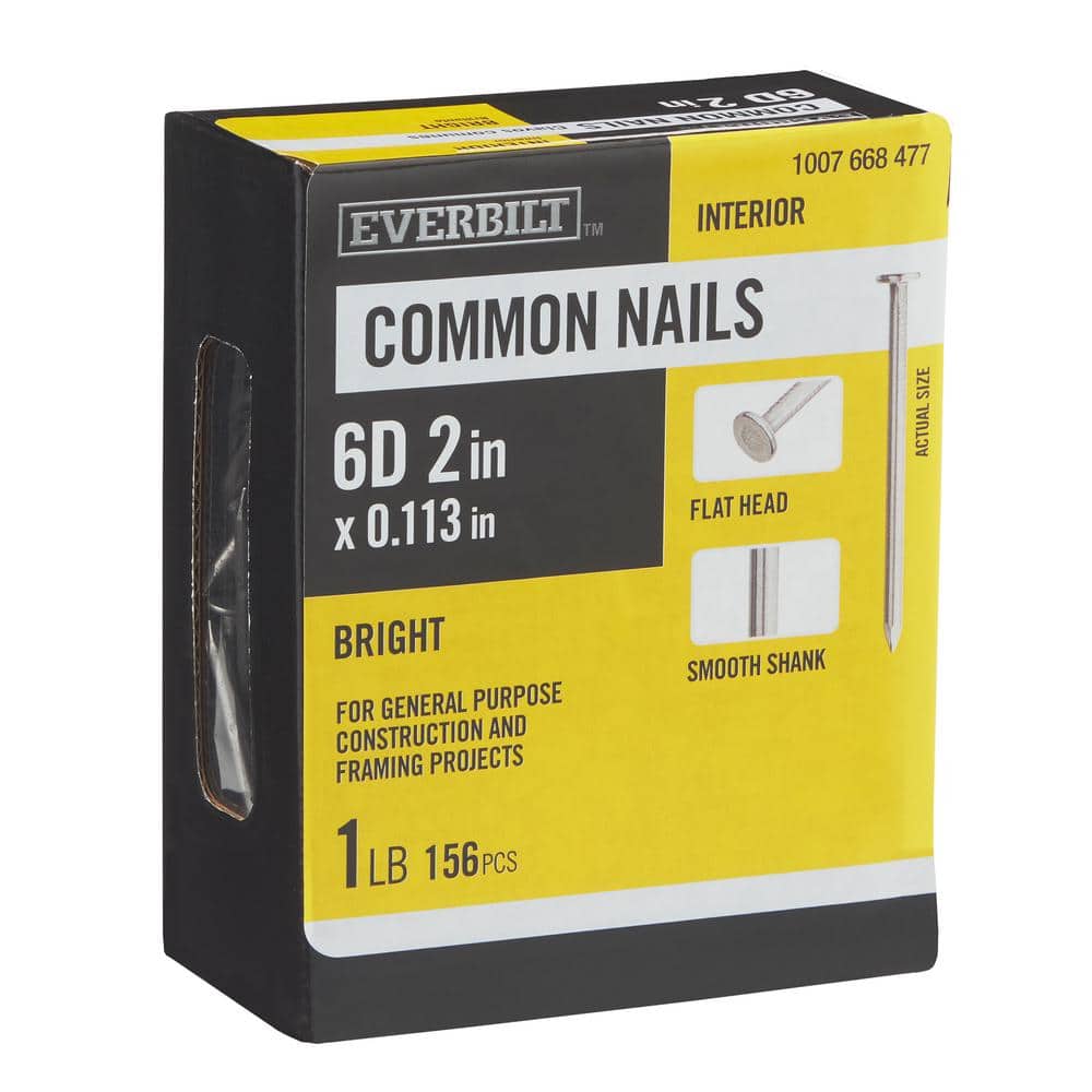 Everbilt 2 in. x 6D Bright Nails 1 lb. (156-Count) EB0053138 - The Home ...