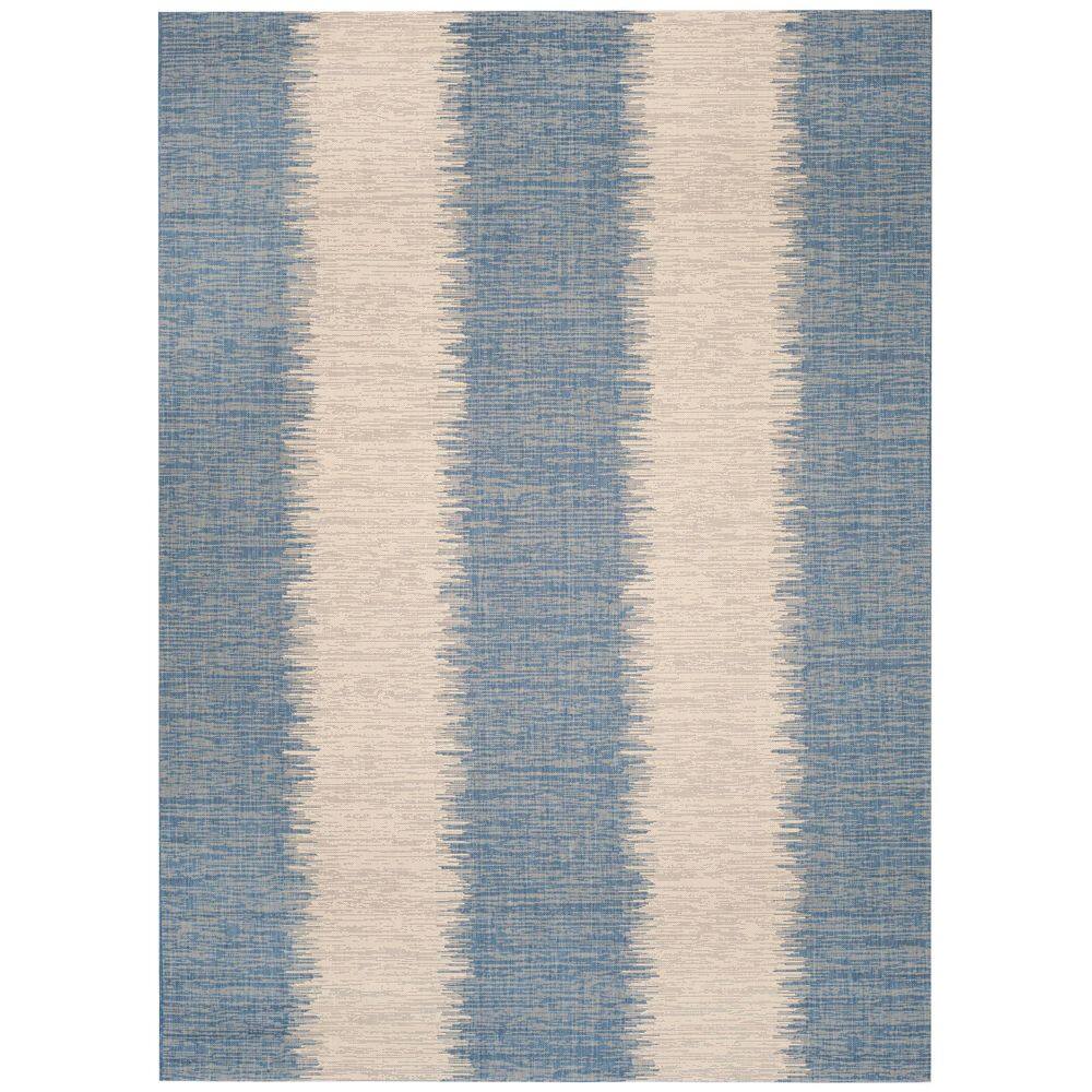SAFAVIEH Courtyard Beige/Blue 8 ft. x 11 ft. Striped Modern Indoor ...
