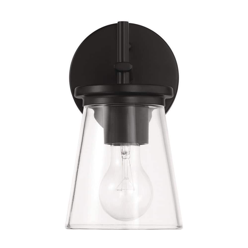CRAFTMADE Connell 5 in. 1-Light Flat Black Finish Wall Sconce with ...