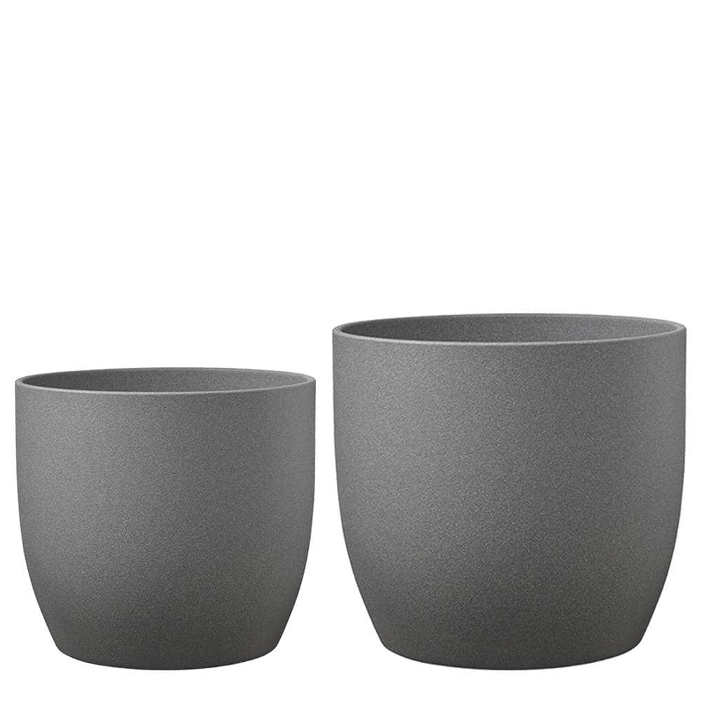 SK 6.3 in. Dia 6 in. Tall/8.3 in. Dia 8 in. Tall Basel Stone Dark Gray ...