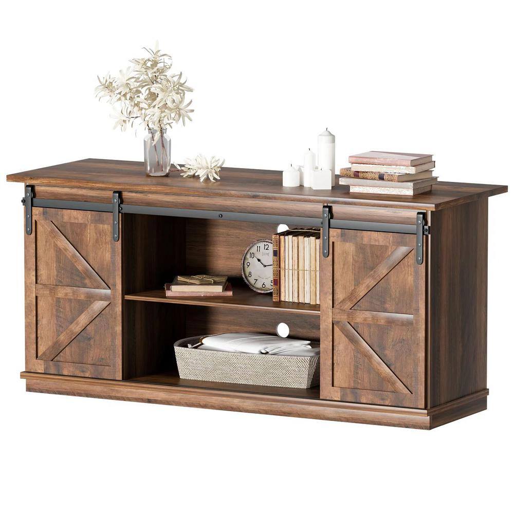 Tv Stand With Mount ROCHECASA Farmhouse TV Stand With Built-in Swivel ...