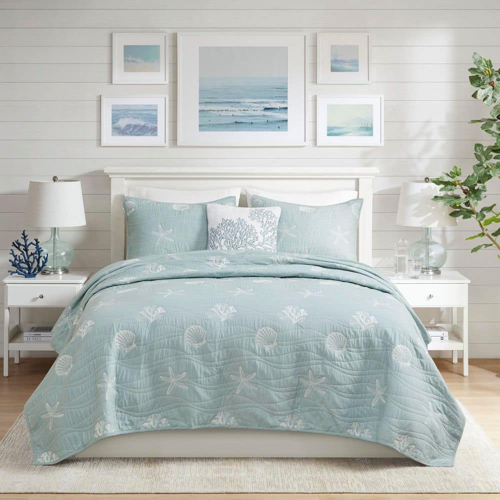 Reviews for HARBOR HOUSE Seaside 4-Piece Aqua Cotton Full/Queen ...
