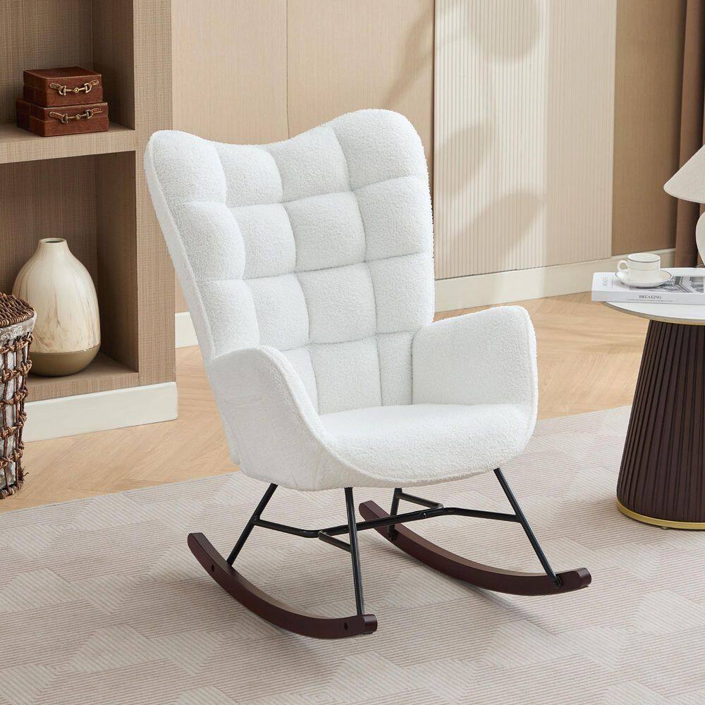 JEAREY Modern Rocking Chair Nursery, Upholstered Rocker with High ...