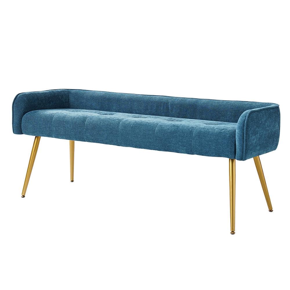 JAYDEN CREATION Ramiro 55.25 in. Wide Blue Modern Upholstered Low Back ...