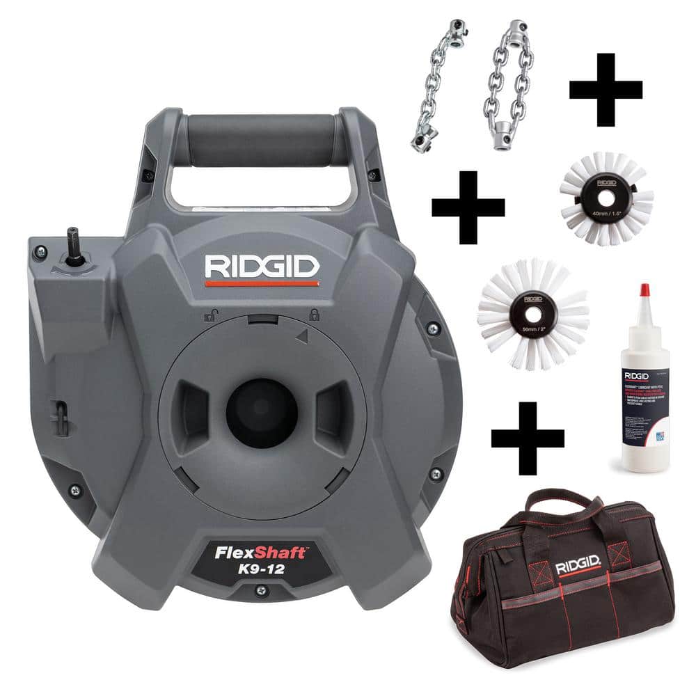 RIDGID K9-12 FlexShaft Wall-to-Wall Drain Cleaner, 1/4 in. x 30 ft ...