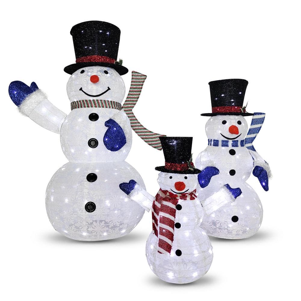 Joiedomi 4ft Multicolor Metal and Fabric Christmas Collapsible Snowman ...