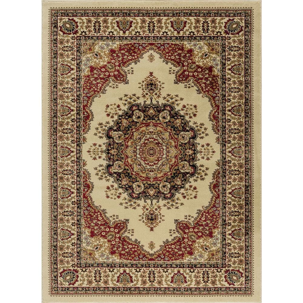 Tayse Rugs Sensation Border Ivory 5 ft. x 8 ft. Indoor Area Rug SNS4702 ...