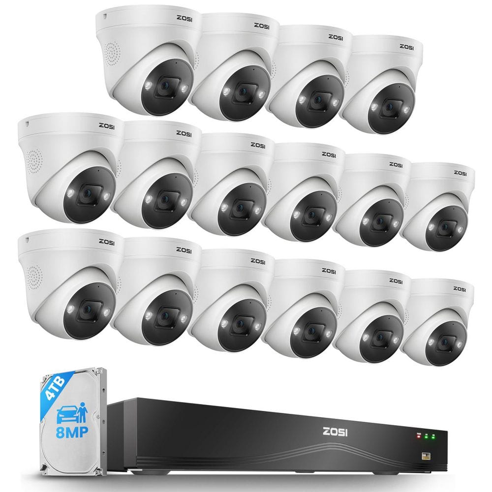 ZOSI 4K Ultra HD 16-Channel 8MP POE 4TB NVR Security Camera System with ...