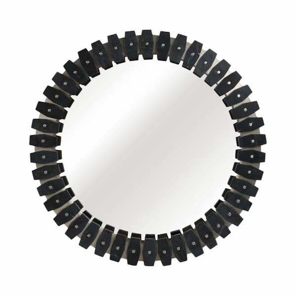 Sagebrook Home Black 35 in. x 35 in. Modern Round Stone Keely Framed ...