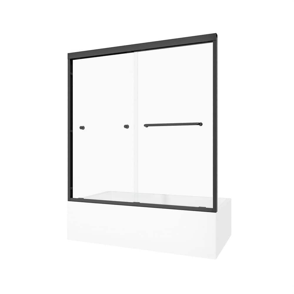 LIVACA 54-60 in. W x 60 in. H Double Bypass Sliding Tub Door in Matte ...