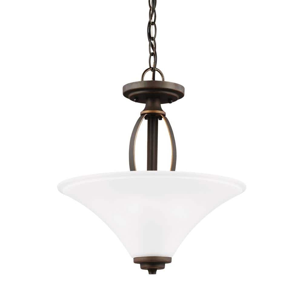 Generation Lighting Metcalf. 2-Light Autumn Bronze Semi-Flush Mount Convertible Pendant 7713202 ...