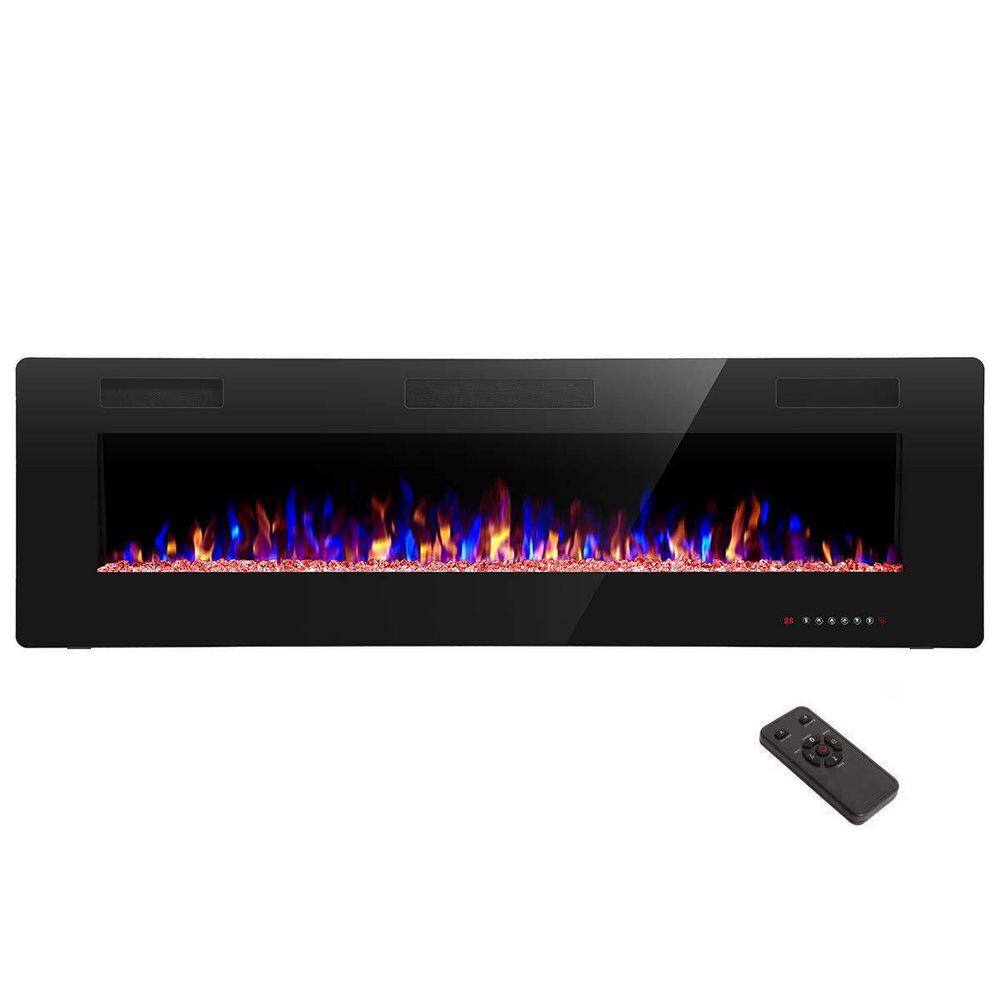 Edendirect 60 in. Wall Mount Metal Electric Fireplace in Black, with ...