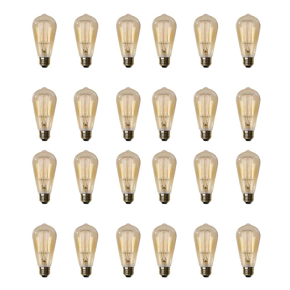 Feit Electric 60-Watt ST19 Dimmable Cage Filament Amber Glass E26 ...