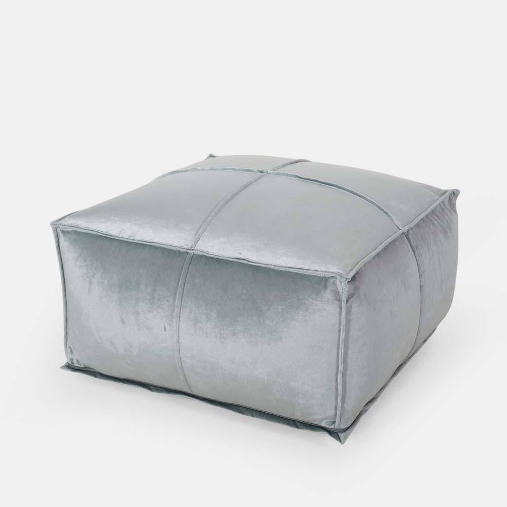 wetiny Seafoam Blue Velvet Square Pouf B181P162924-B181 - The Home Depot