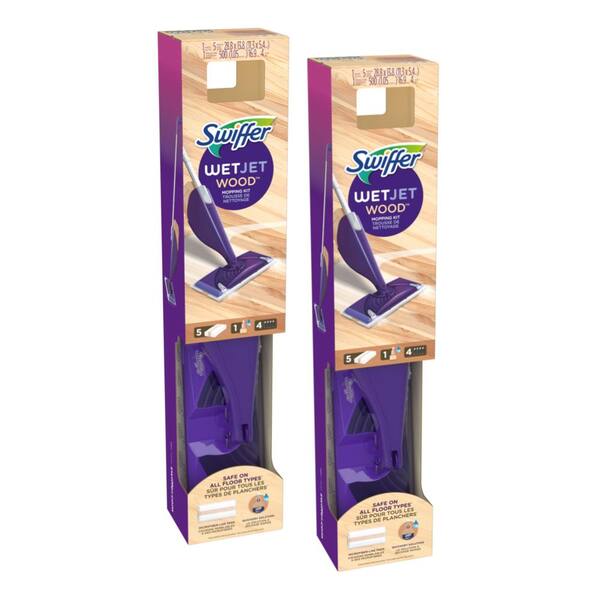 Swiffer WetJet Wood Spray Mop Starter Kit (1-WetJet, 5-Pads, Cleaning Solution and Batteries ...