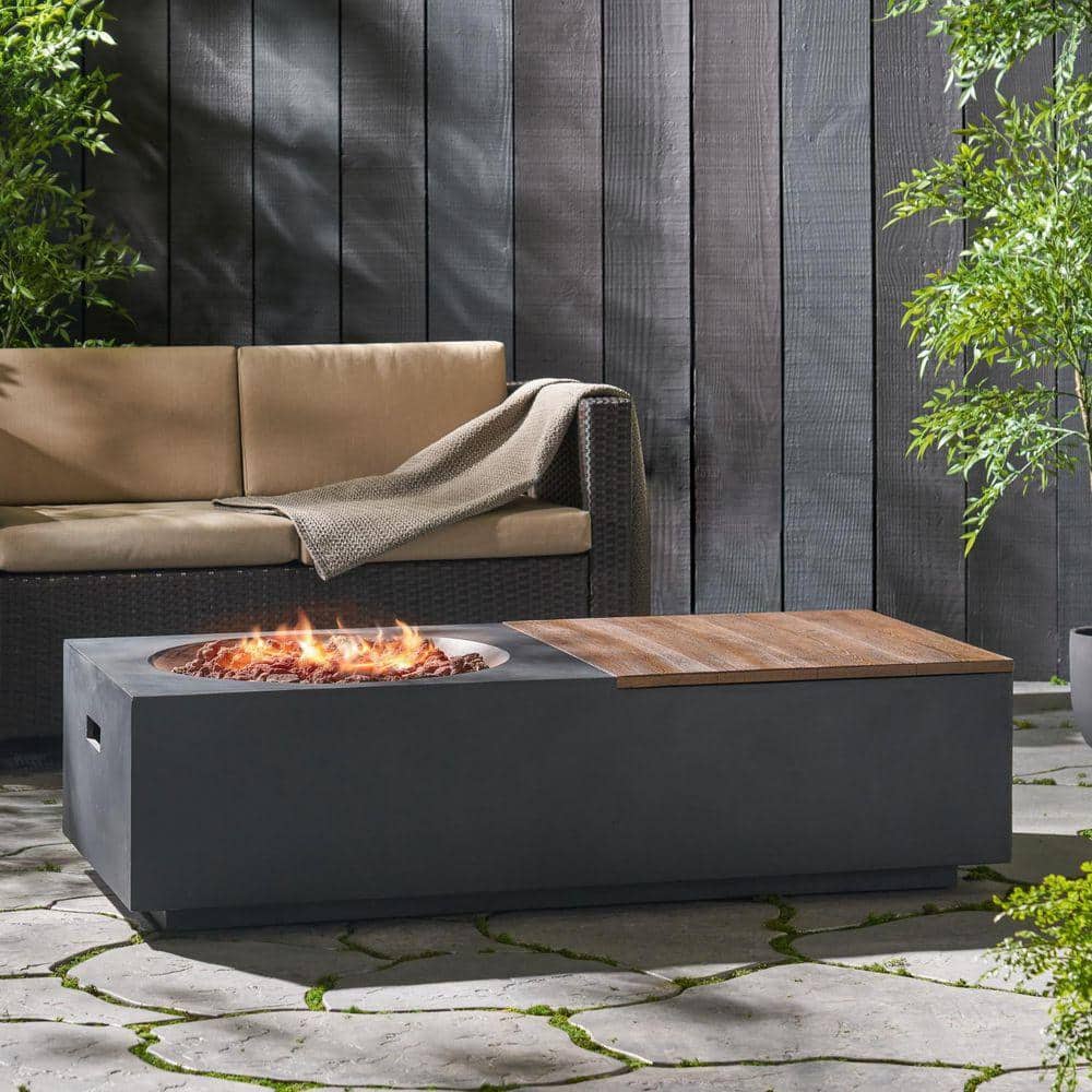 ToolCat 57 in. W x 15 in. H Propane Fire Pit 50,000 BTU with Storage ...