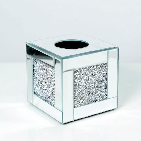 Wudkey Luxury Square Tabletop Mirrored Tissue Box Cover with Crushed ...