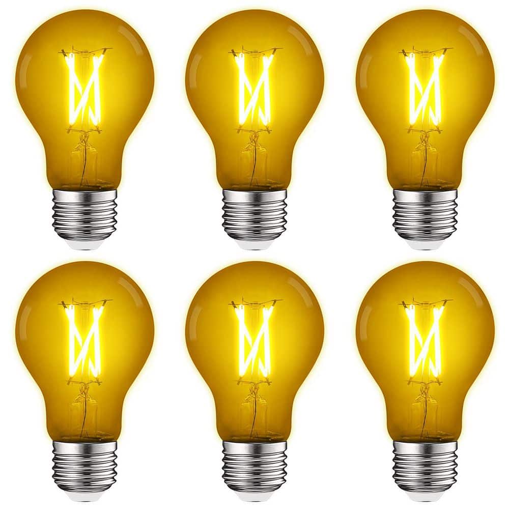 LUXRITE 60-Watt Equivalent A19 Edison LED Yellow Light Bulb 4.5-Watt ...