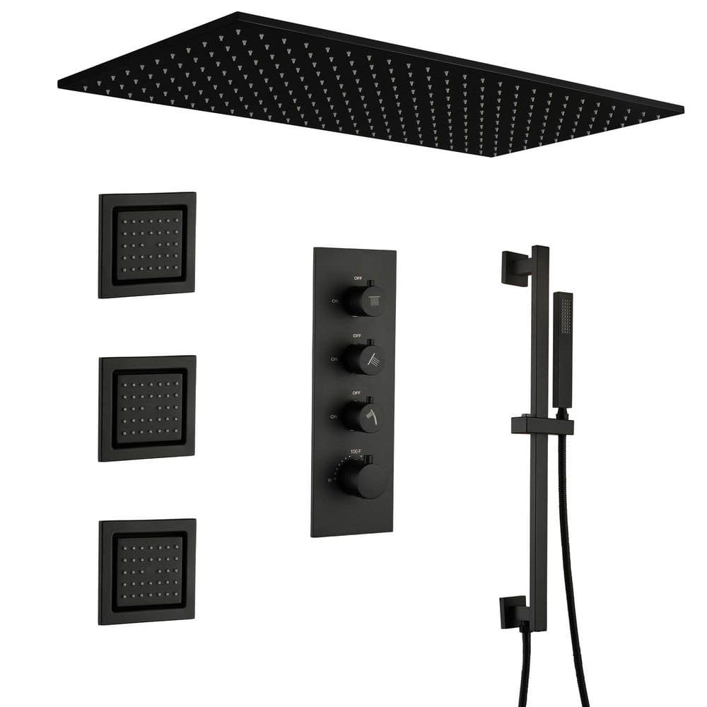 Boyel Living 1-Spray 32 in. Dual Shower Head Ceiling Mount Thermostatic ...