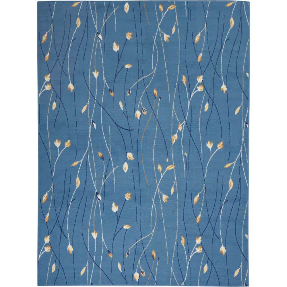 Nourison Grafix Light Blue 6 ft. x 9 ft. Floral Contemporary Area Rug ...