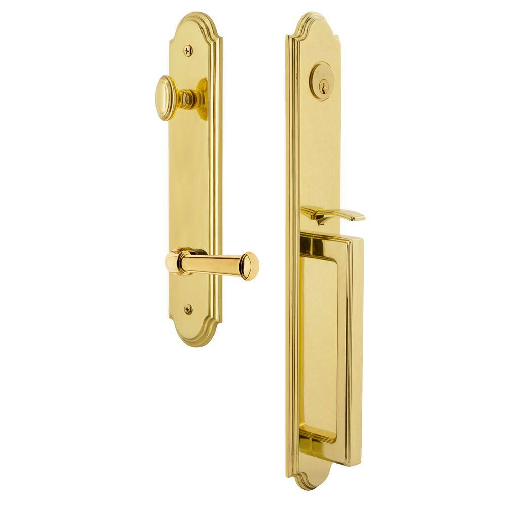Grandeur Arc Lifetime Brass 1-Piece Door Handleset with D Grip and ...