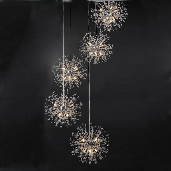EDISLIVE Calzada Decor 40-Light Chrome Dandelion Firework Chandelier, 5 ...