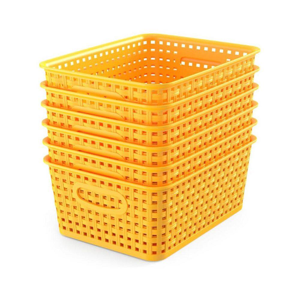 Yellow 10 in. x 4 in. Plastic Decorative Basket Set of 6 Z0CTD1V27B ...