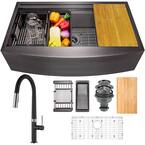 AKDY All-in-One Matte Black Finished Stainless Steel 30 in. x 20 in ...