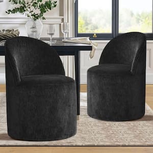 LAOTIES Sage Green Chenille Upholstered Barrel Dining Chair with ...