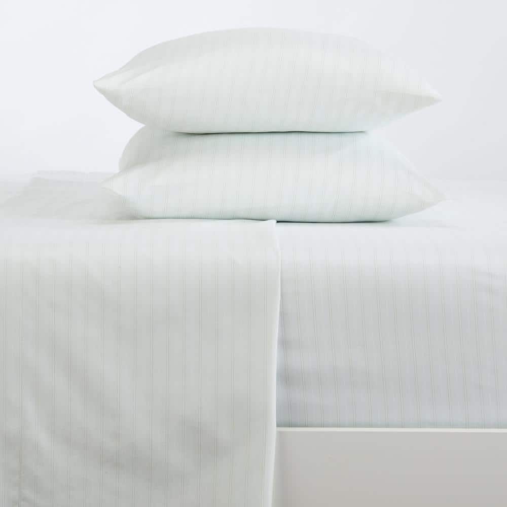 FRESHFOLDS 3-Piece Light Grey Super Soft Microfiber Striped Twin Sheet ...
