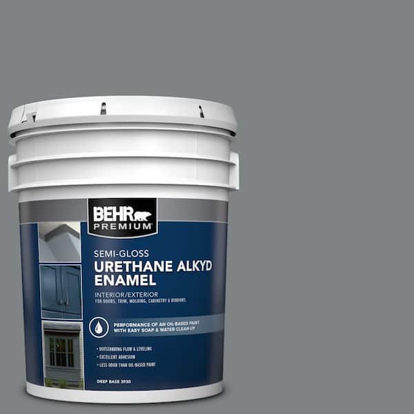 BEHR PREMIUM 5 gal. #PPU26-03 Legendary Gray Urethane Alkyd Semi-Gloss ...
