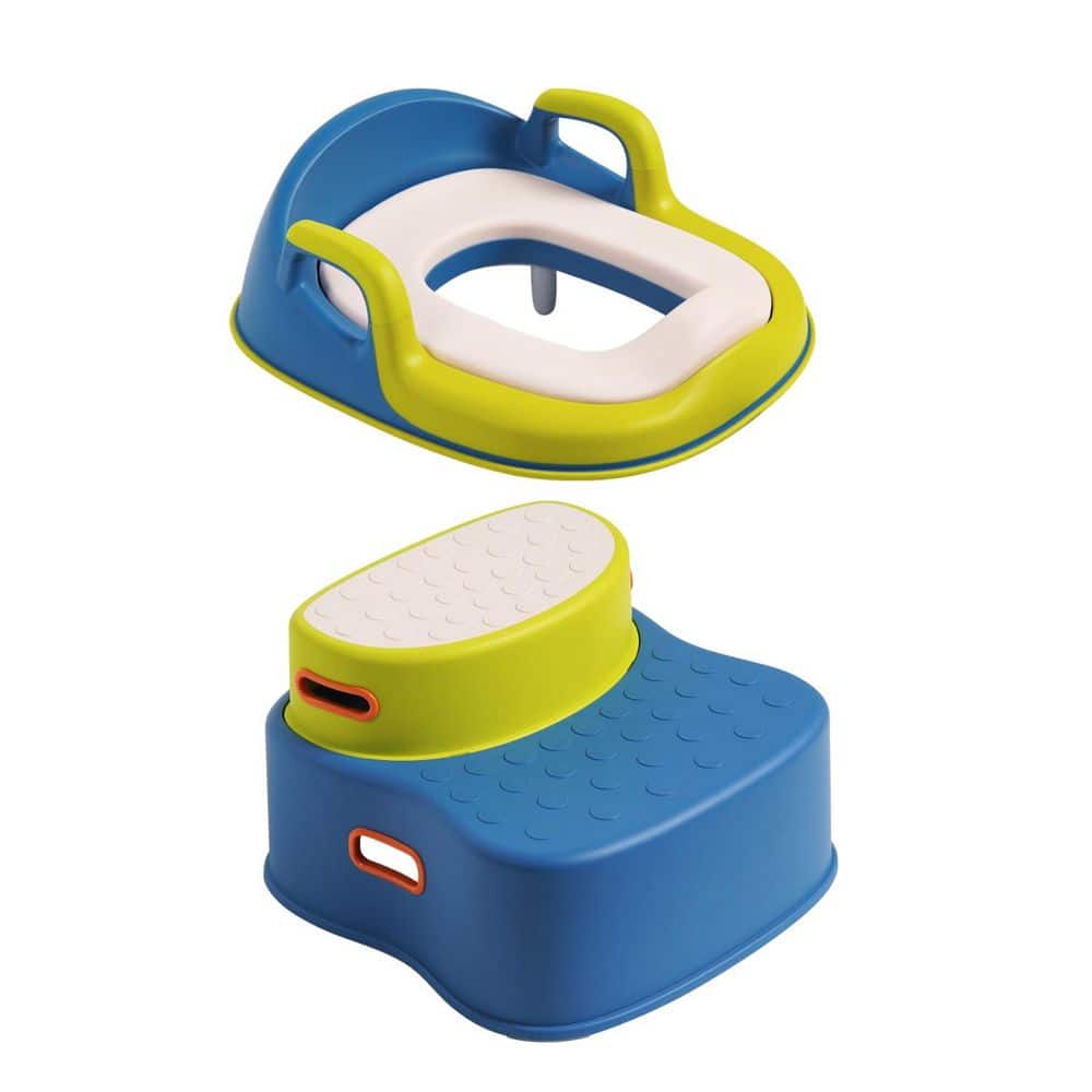 Los Flexi Potty Training Seat with Step Stool Blue/Green PU Cushion ...