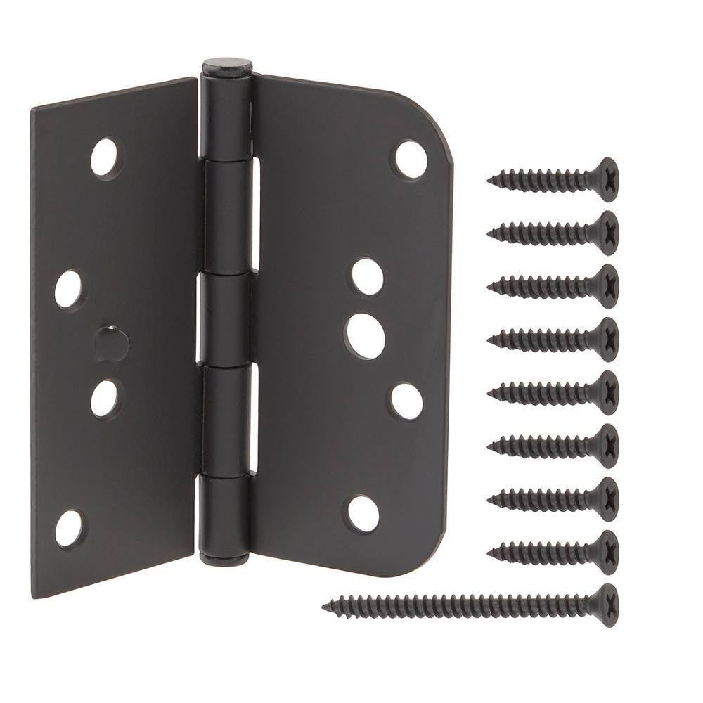 Everbilt 4 in. Square x 5/8 in. Radius Matte Black Squeak-Free Door ...