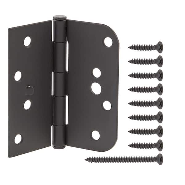 Everbilt 4 in. Square x 5/8 in. Radius Matte Black Squeak-Free Door ...