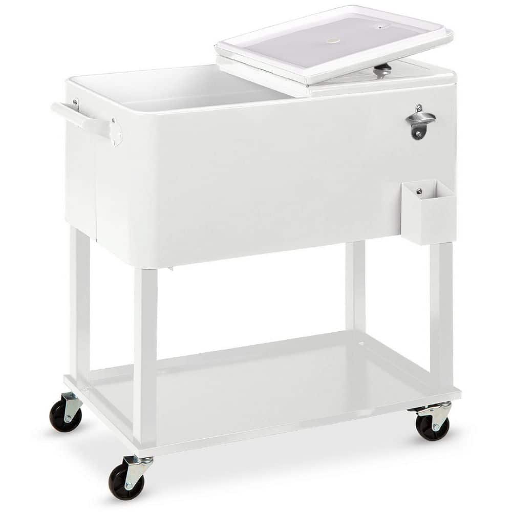 Best Choice Products 20 gal White Wheeled Chest Cooler with Bottle ...