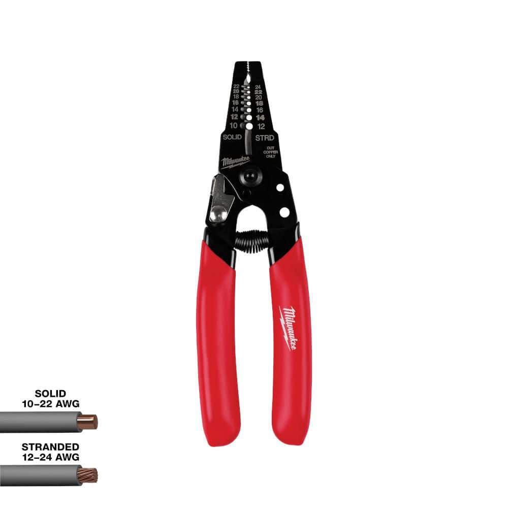 Milwaukee 10-24 AWG Compact Wire Stripper/Cutter with Dipped Grip 48-22 ...