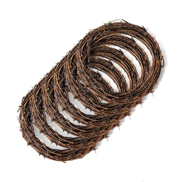 OGETFUUR 6-Piece 6 in. Natural Grapevine Wreath for DIY Christmas Craft ...