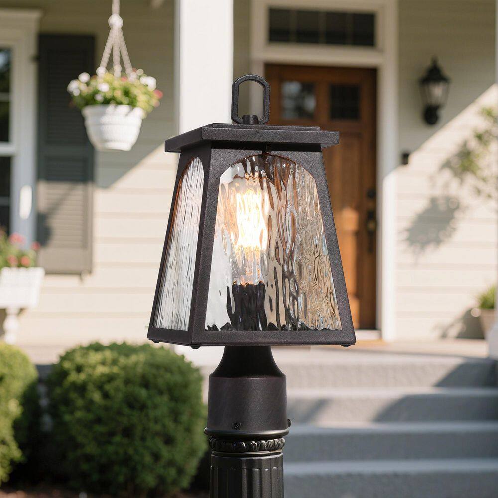 LNC 1-Light Rusty Bronze Metal Hardwired Outdoor Weather Resistant Post ...