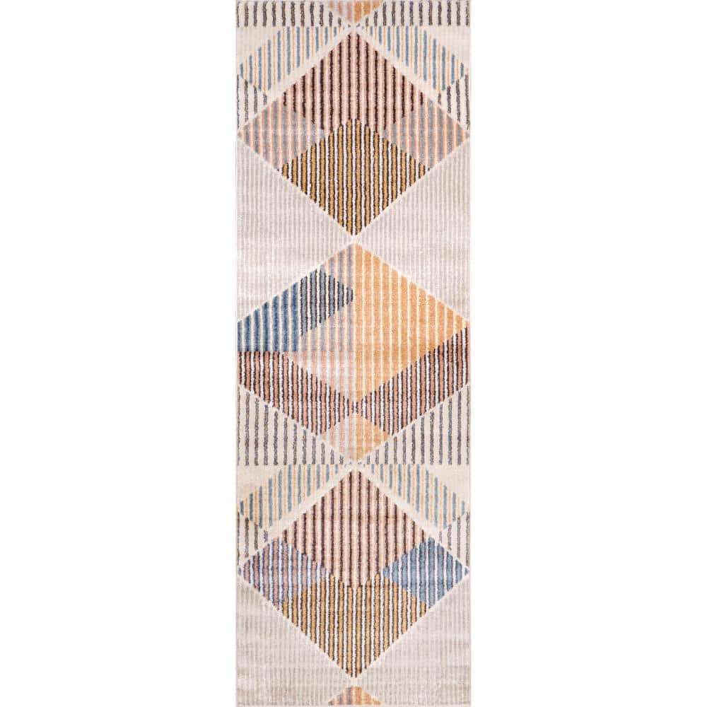 nuLOOM Skyler Beige 3 ft. x 8 ft. Contemporary Abstract Runner Rug ...