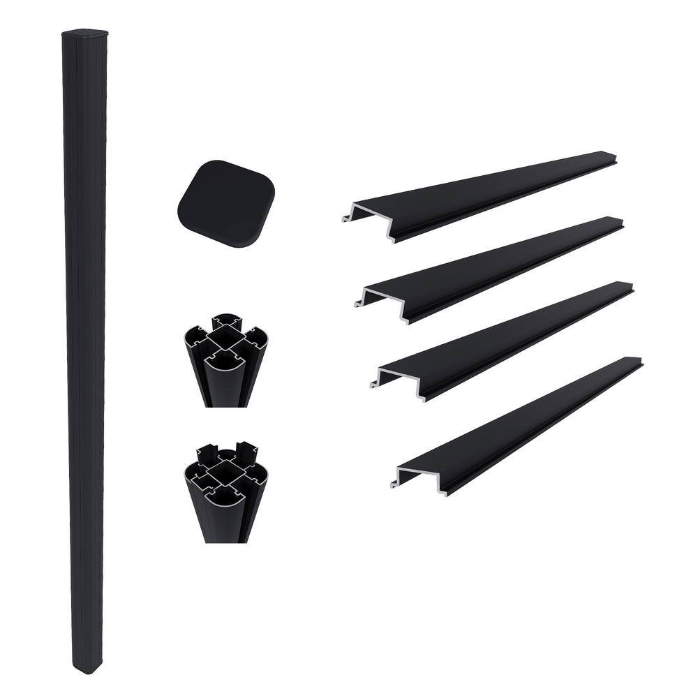 NewTechWood UltraEasy Fencing 6 ft. x 6 ft. Black Aluminum Ground ...