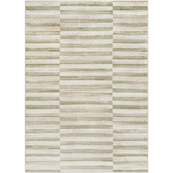 Livabliss San Francisco Green Stripe 8 ft. x 10 ft. Indoor Area Rug ...