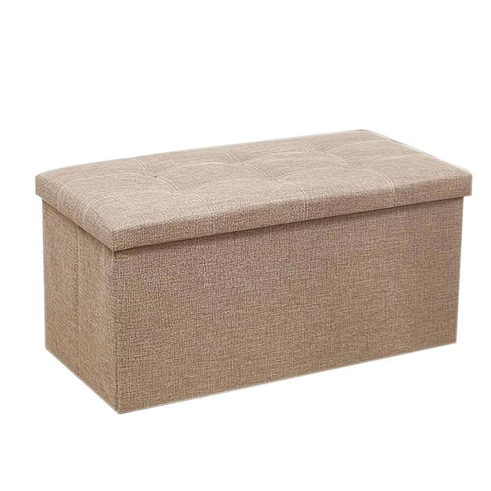 Pro Space 15 in. 2.32 Gal. Khaki Foldable Storage Ottoman with Buckle ...