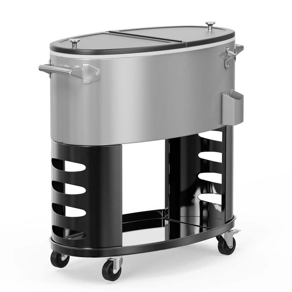 Karl home 70 qt. Silver Oval Freezer Patio Cooler Cart K1G68000051 ...