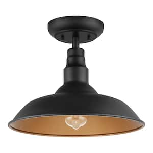 Home Decorators Collection Bell Ridge 14 in. 1-Light Blue Semi-Flush ...